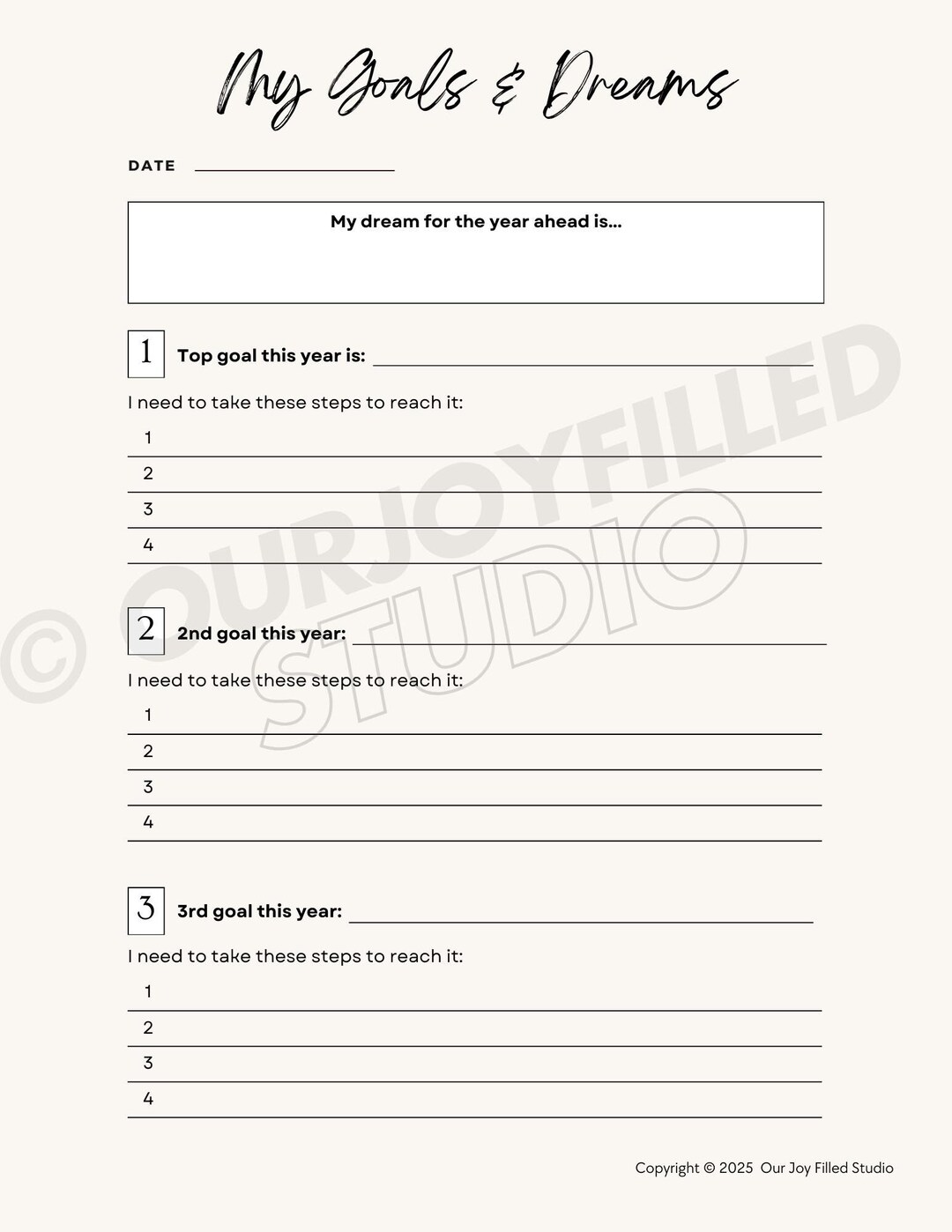 Goal Setting Downloadable New Year Resolutions Printable Goals ...