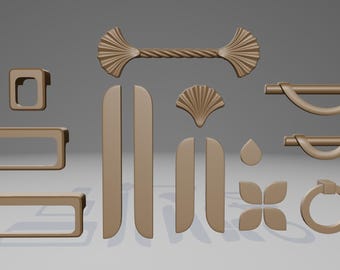 STL File- Handles / Drawer Pulls Set - 3D Print, Bedroom, Kitchen ...