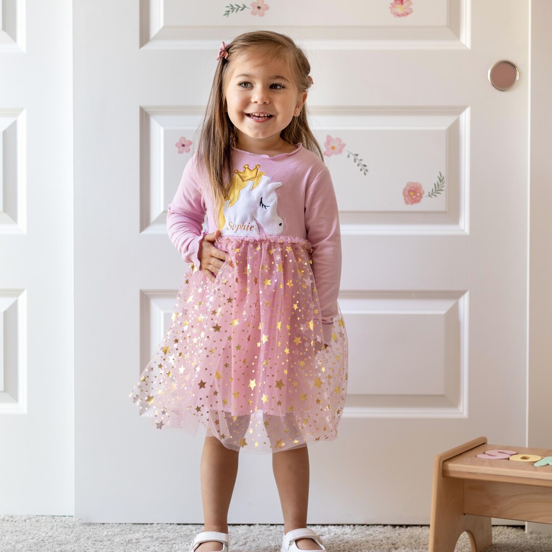 Personalized Magical Unicorn Dress for Girls, Custom Name Birthday ...