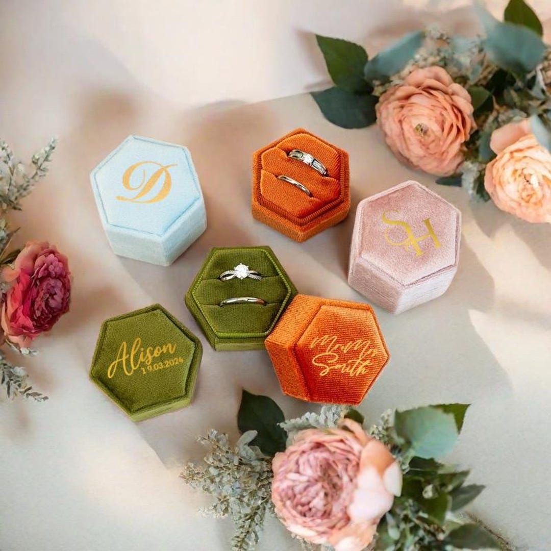Custom Velvet Ring Box, Wedding Ring Box, Engagement Ring Box, Proposal ...