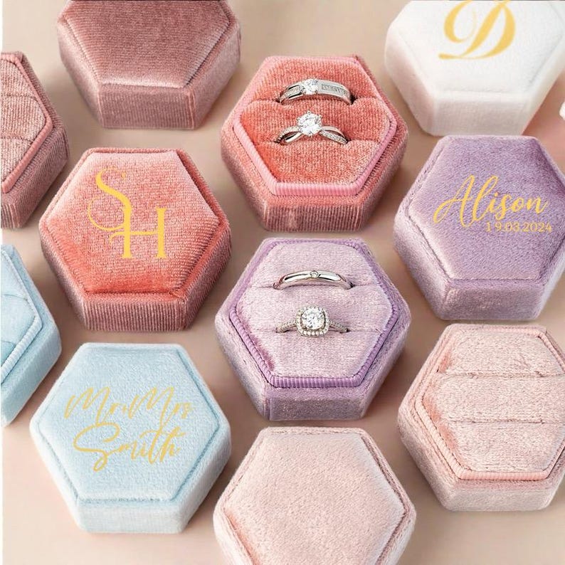 Custom Velvet Ring Box, Wedding Ring Box, Engagement Ring Box, Proposal ...