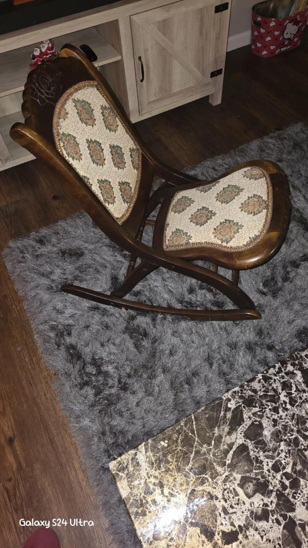 Vintage/antique Tapestry Carved Wood Folding Rocker Rocking Chair ...