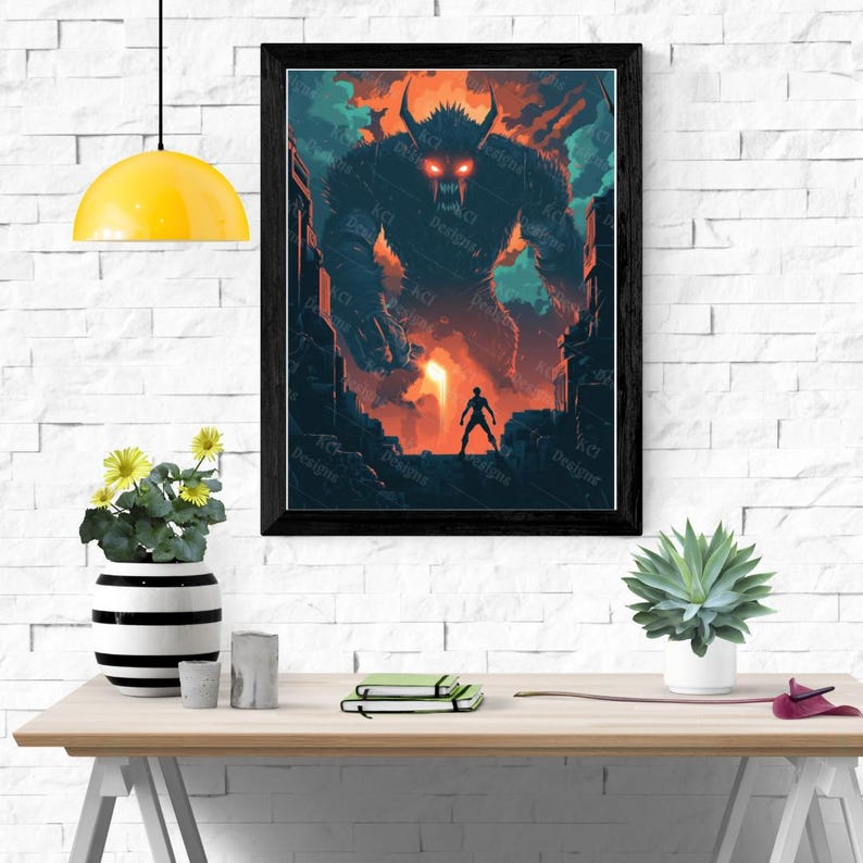 Epic Demon Showdown Digital Poster - Gamer Wall Art - Gaming Posters ...