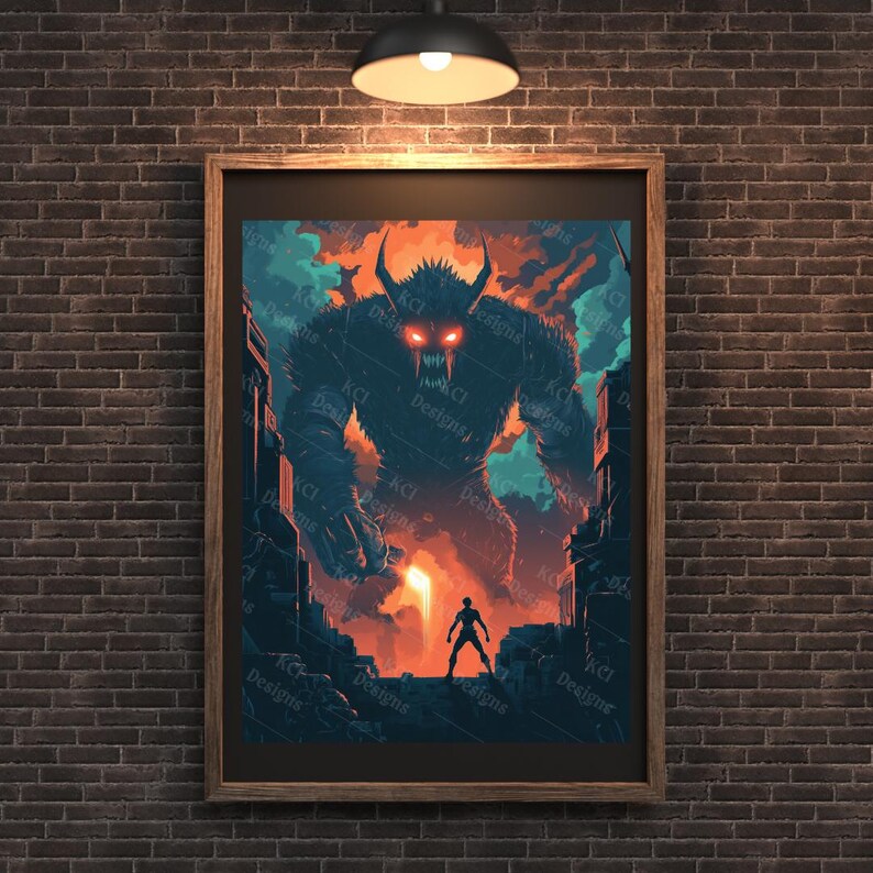 Epic Demon Showdown Digital Poster - Gamer Wall Art - Gaming Posters ...