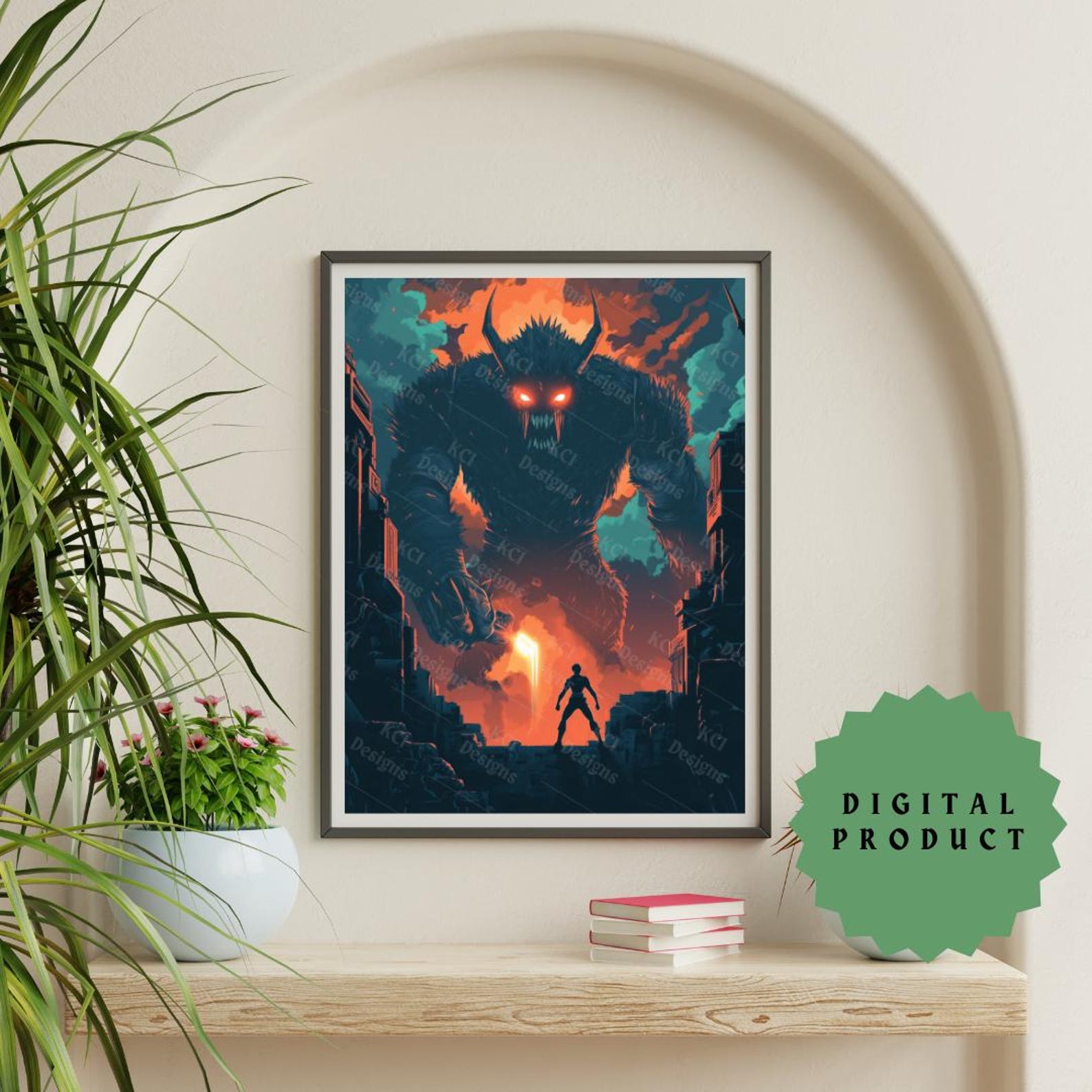 Epic Demon Showdown Digital Poster - Gamer Wall Art - Gaming Posters ...