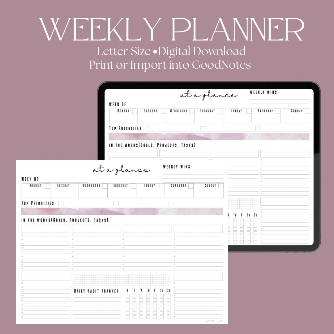 Weekly Planner Printable | Habit Tracker & Goal Organizer | Digital ...