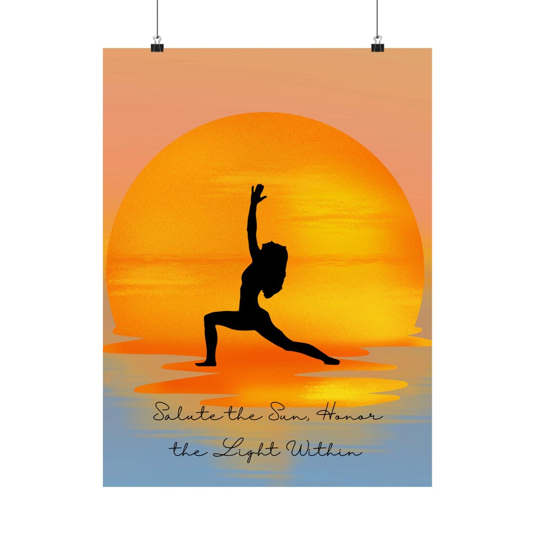 Zen Sun Yoga Poster. Salute the Sun, Home Decor, Meditation Art, Gift ...