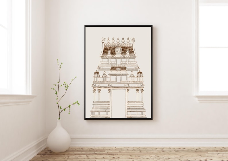 Indian Cultural Wall Art, Set of 3 Digital Prints, Temple Architecture ...