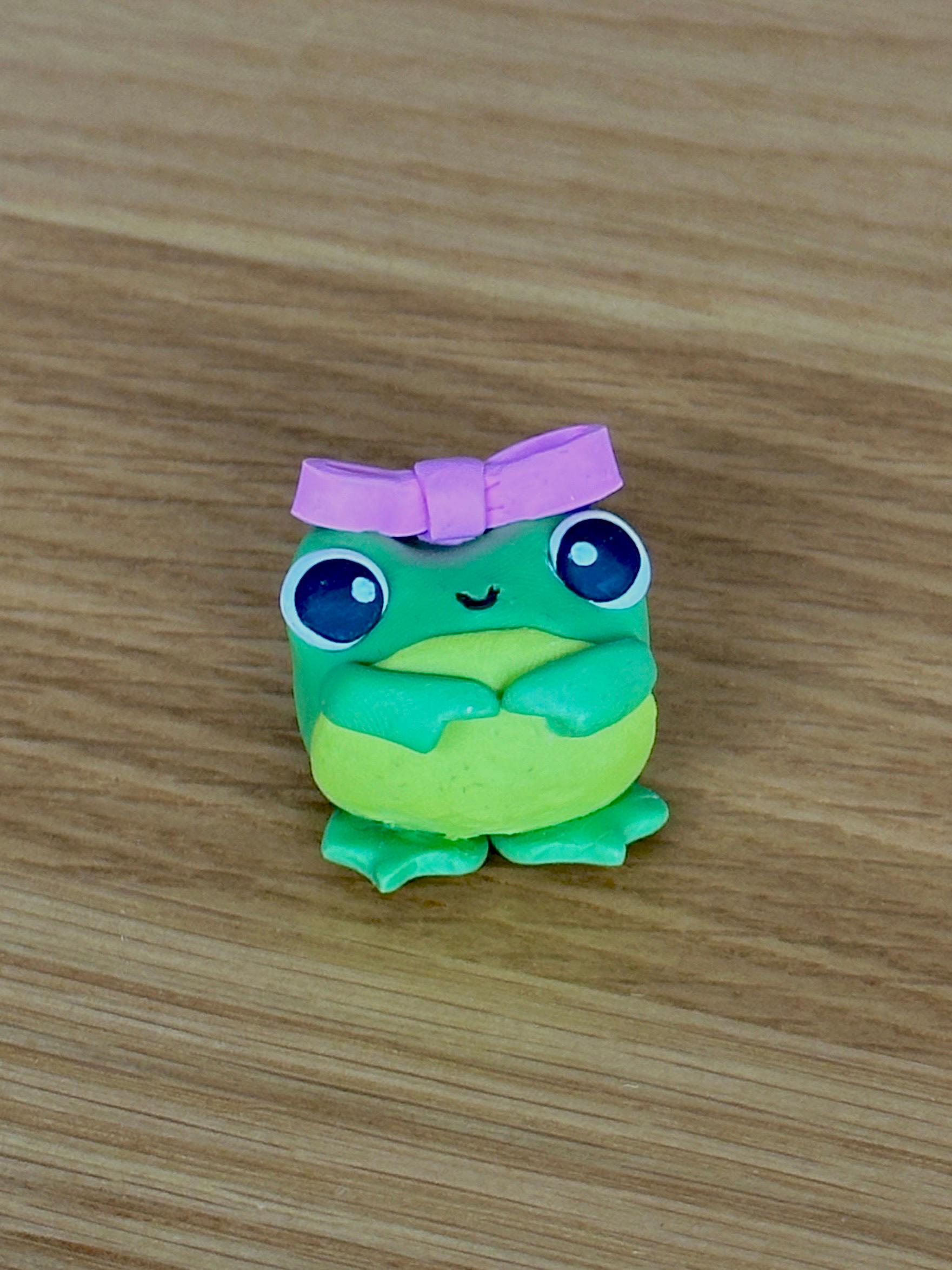 Coquette Pink Baby Girly Frog Figurine | Desk Friend | Handmade Gift ...