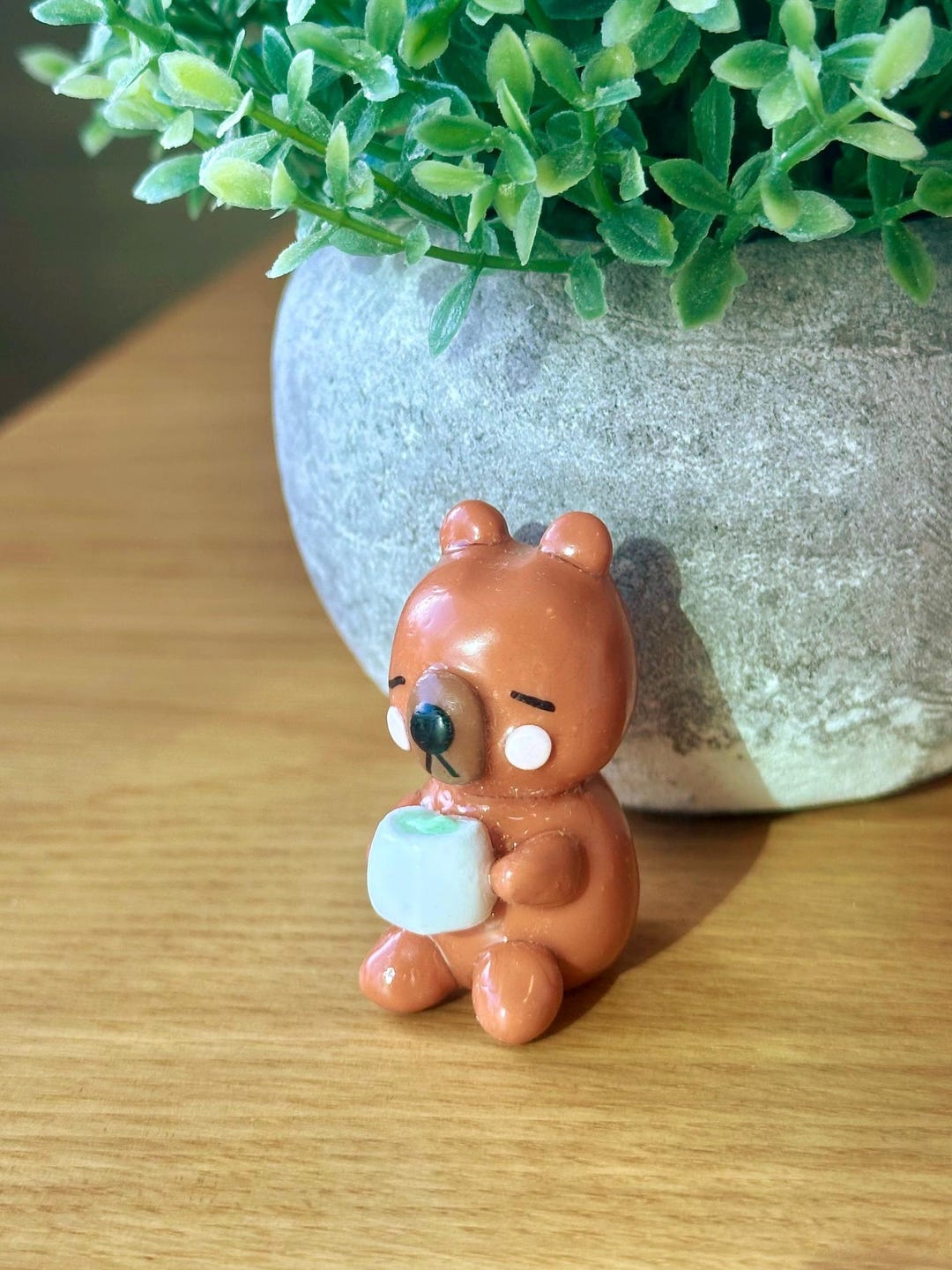 Matcha Bear | Desk Friend | Clay Figurine | Polymer Clay | Cute ...