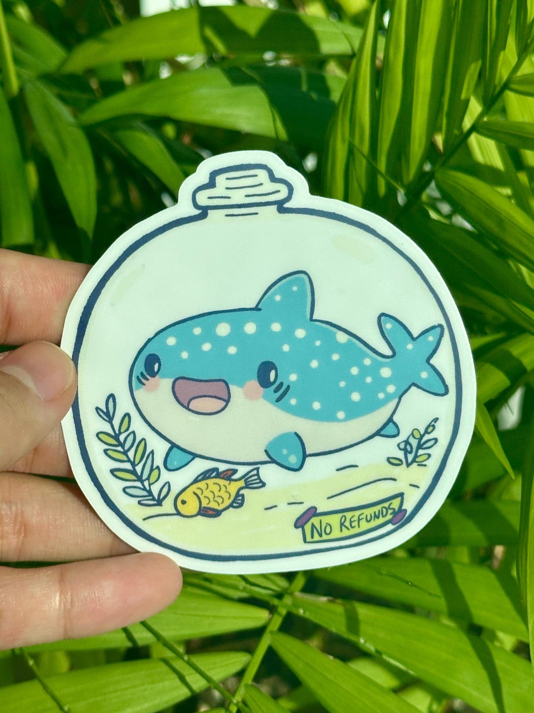 Whale Matte Vinyl Sticker, Whale Shark Stickers, Cute Sea Animal Art ...