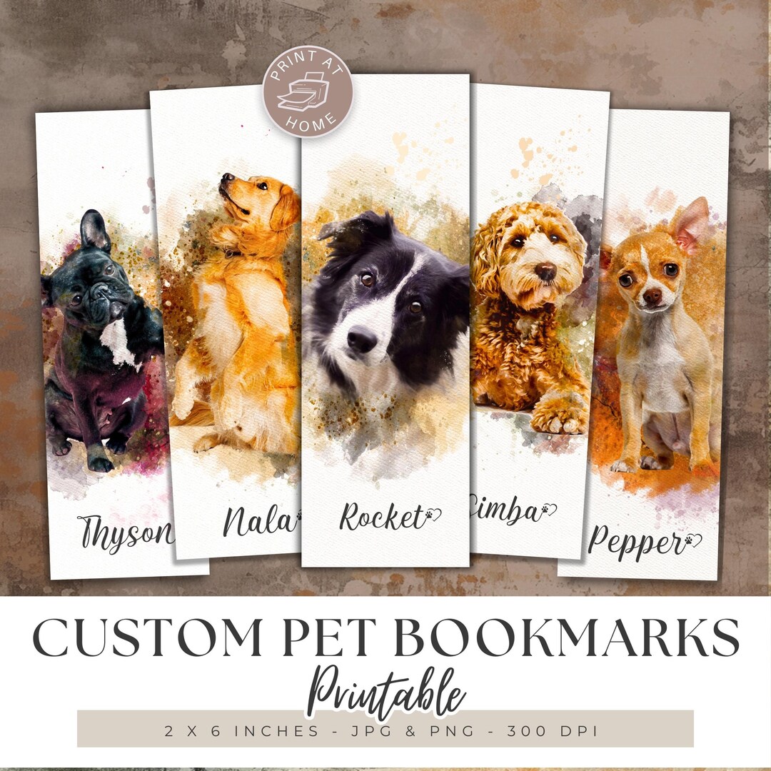 Custom Pet Bookmark, Personalized Digital Pet Portraits From Photo ...