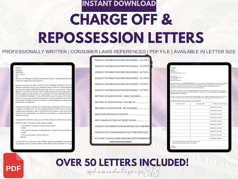 Dispute Letters for Charge off and Repossession, DIY Credit Repair ...