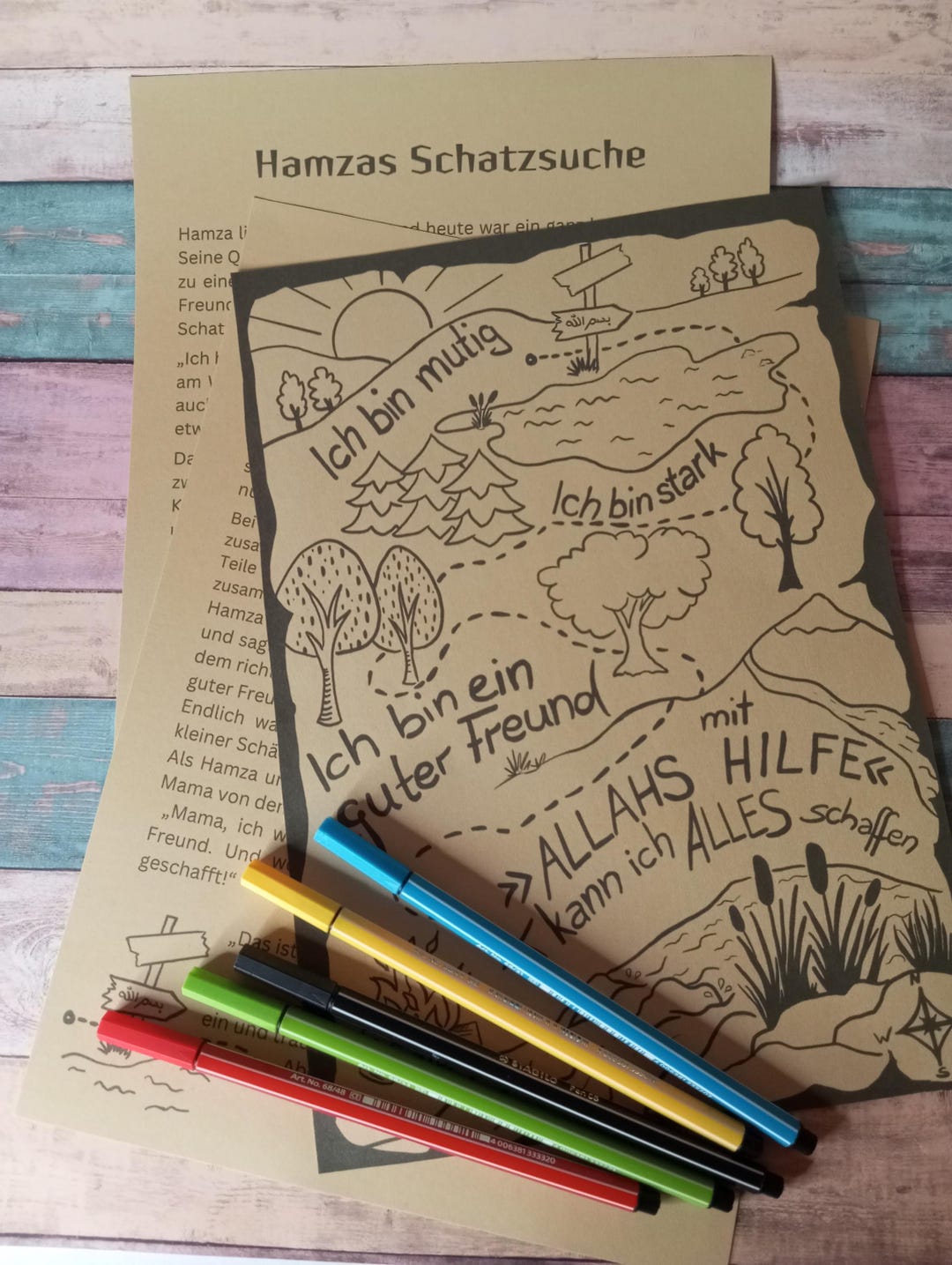 Coloring Page "hamza's Treasure Hunt" Bismillah and Color Play ...