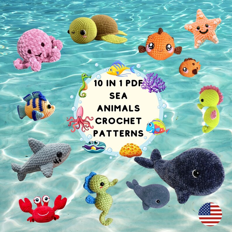 Ocean Animal Amigurumi Crochet Patterns PDF: Marine Life Toys - Etsy