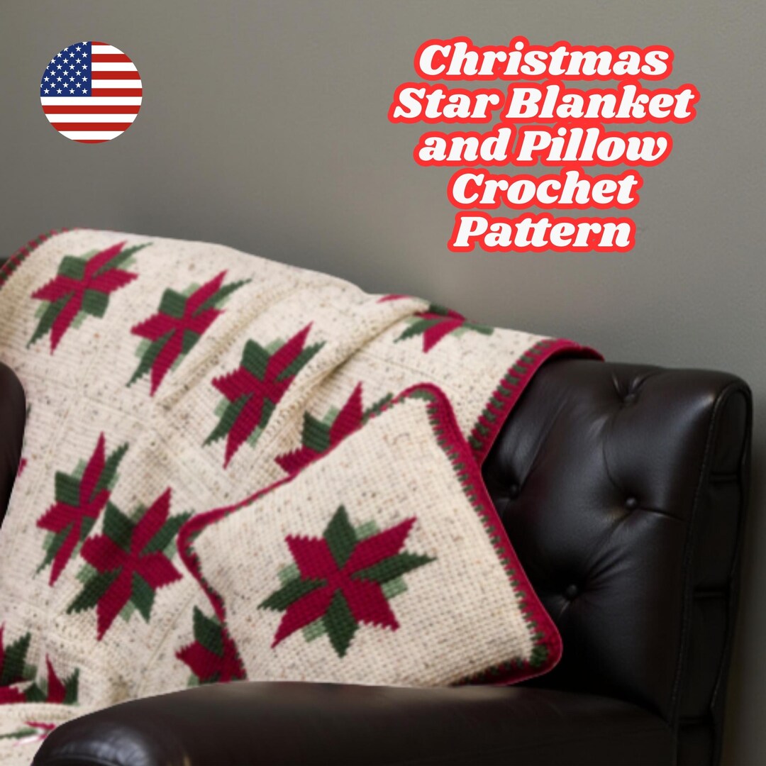 Vintage Star Afghan Crochet Pattern: Christmas Throw & Pillow (PDF ...