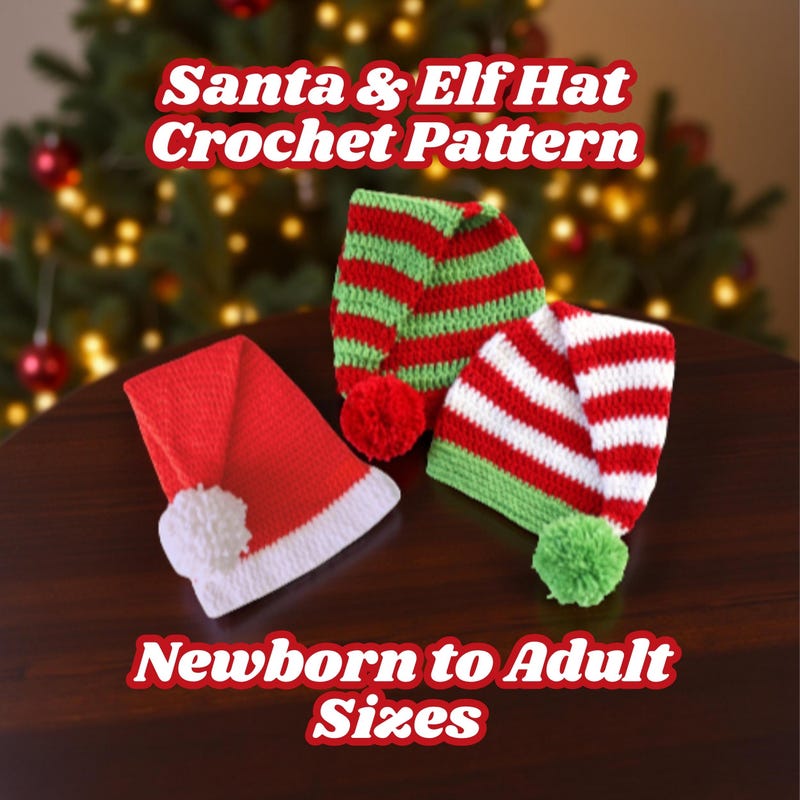 Santa and Elf Hat Pattern - Etsy