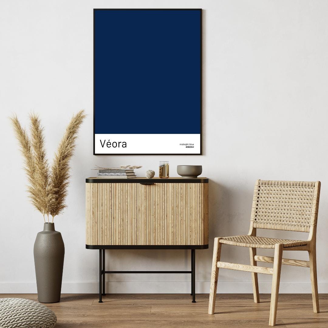 Midnight Blue Wall Art - Minimalist Dark Blue Printable Poster, Digital ...