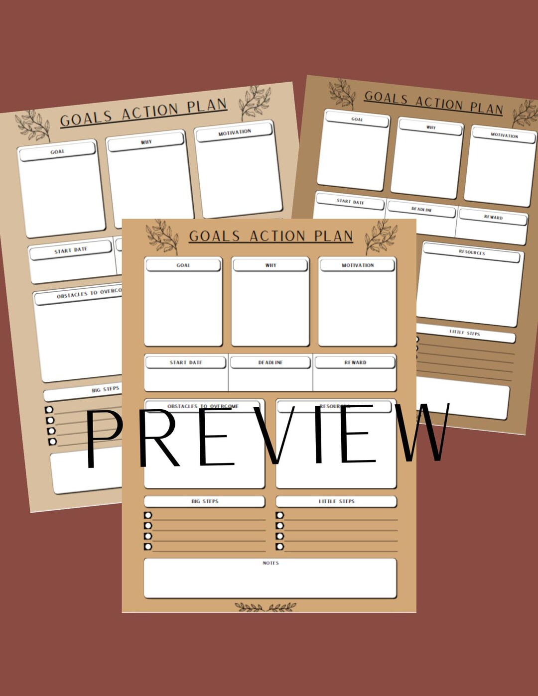 Goal Planner Printable Progress Tracker for All Ages 3 Neutral Color ...