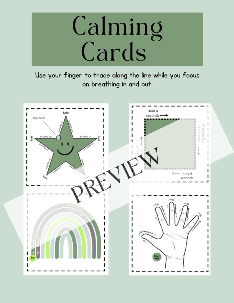 Breathing Card Bin | Calm Down Corner Visuals | SEL Mindful Breathing ...