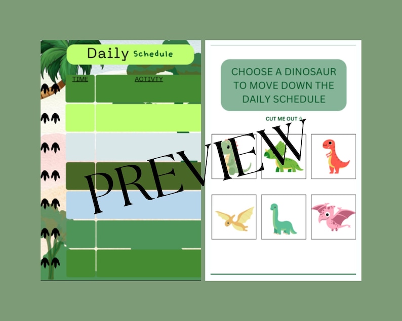Dinosaur Visual Schedule | Printable Daily Routine Planner | Autism ...