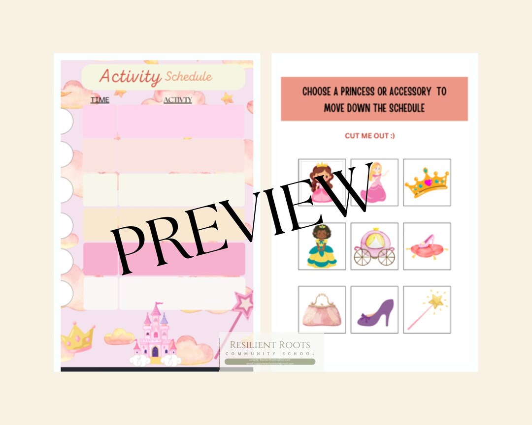 Princess Visual Schedule | Printable Daily Routine Planner | Autism ...
