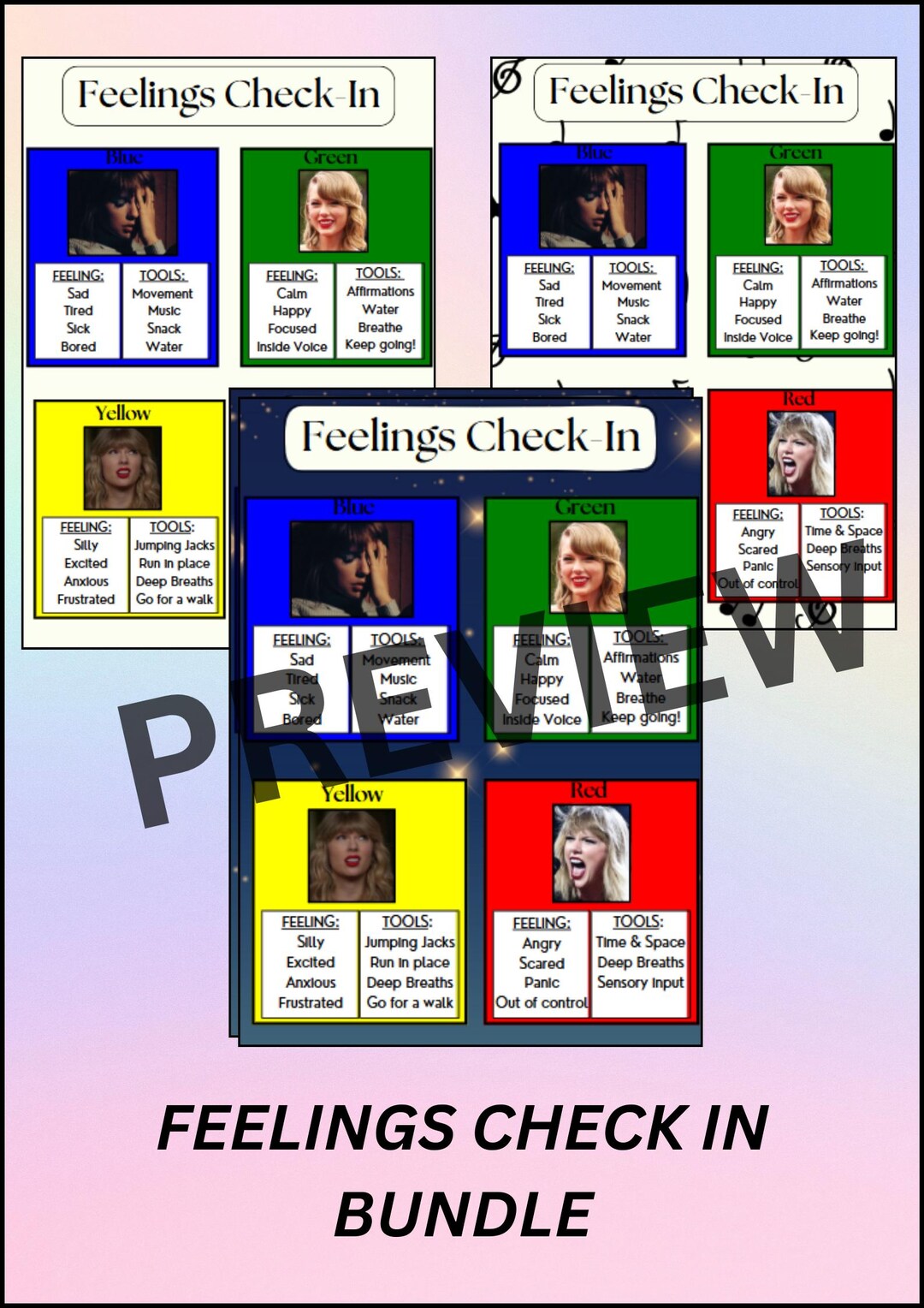 Taylor Swift Feelings Check-in | SEL Printable | Emotional Regulation ...