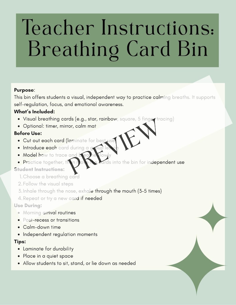Breathing Card Bin | Calm Down Corner Visuals | SEL Mindful Breathing ...