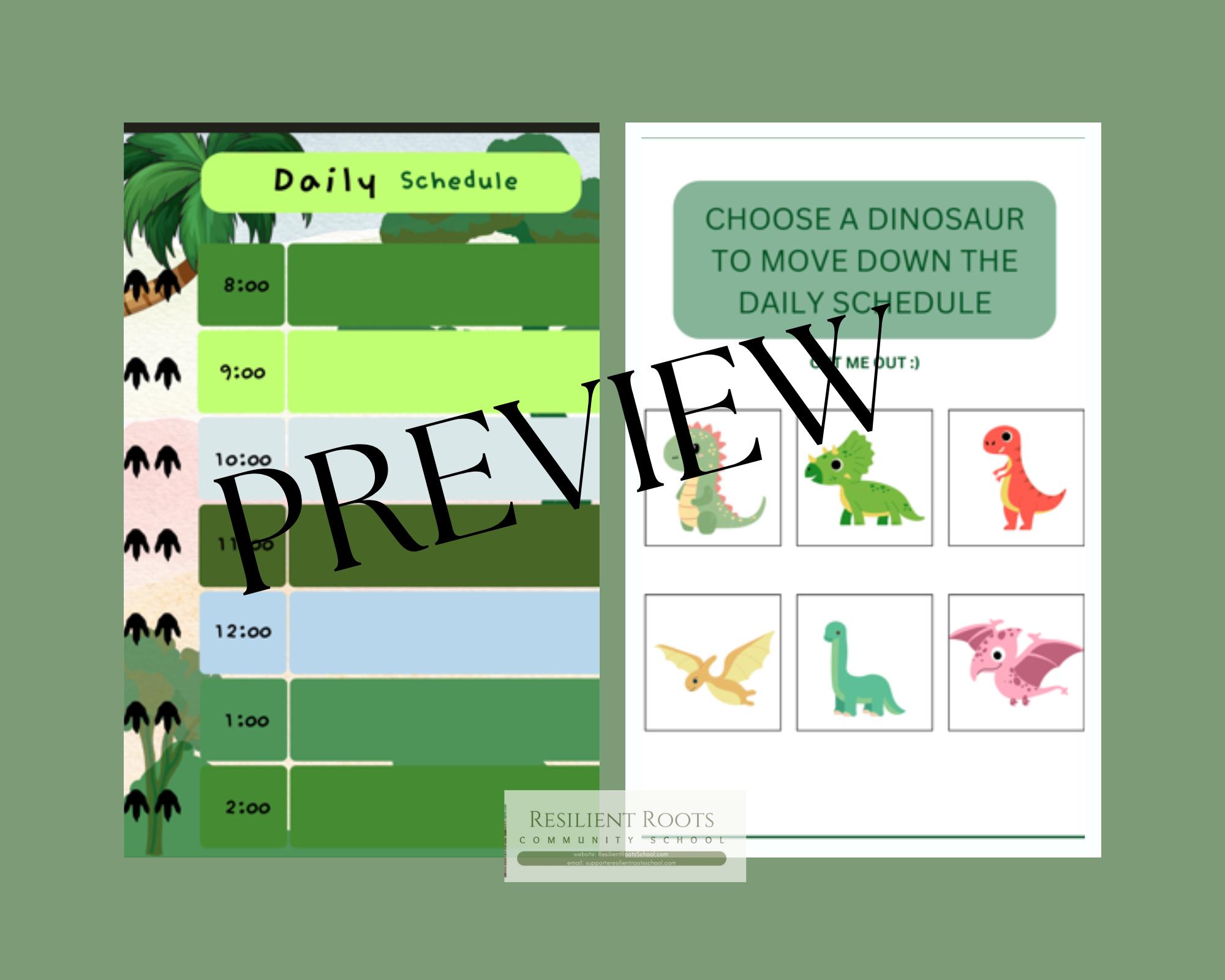 Dinosaur Visual Schedule | Printable Daily Routine Planner | Autism ...