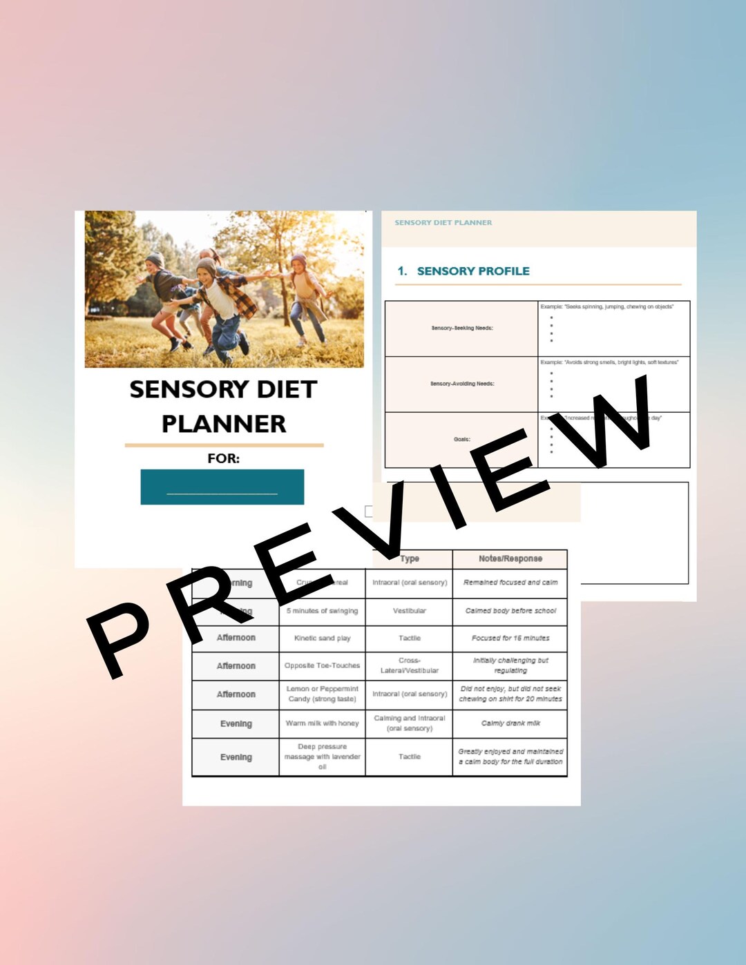 Sensory Diet Planner | Printable Daily Tracker for Kids | Special Needs ...