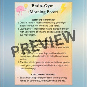 Morning Routine Brain Gym Printable | Daily Focus & Calm Activity for ...