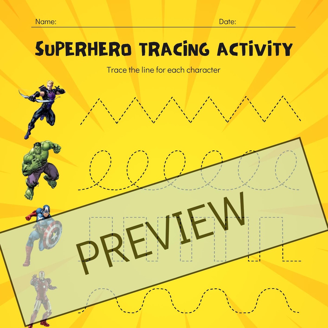 Superhero-themed Tracing Worksheet Visual Tracking & Fine Motor Skills ...