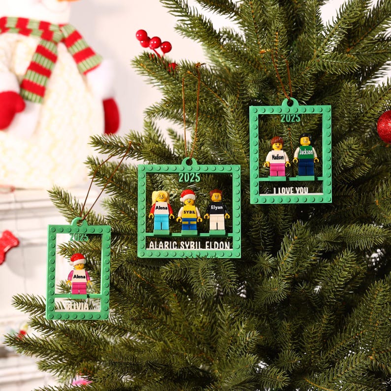 Personalized Brick Minifigure Holder Ornament With Name & Holiday ...