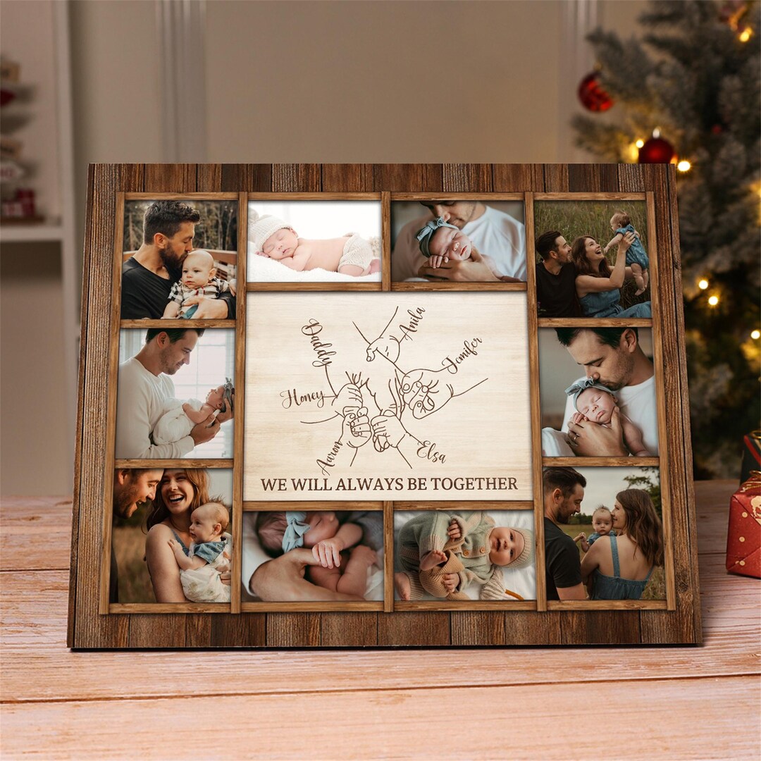 Custom Wooden Photo Blocks Collage, Personalized Photo Frame for Dad ...