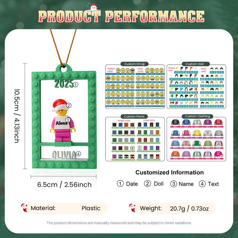 Personalized Brick Minifigure Holder Ornament With Name & Holiday ...