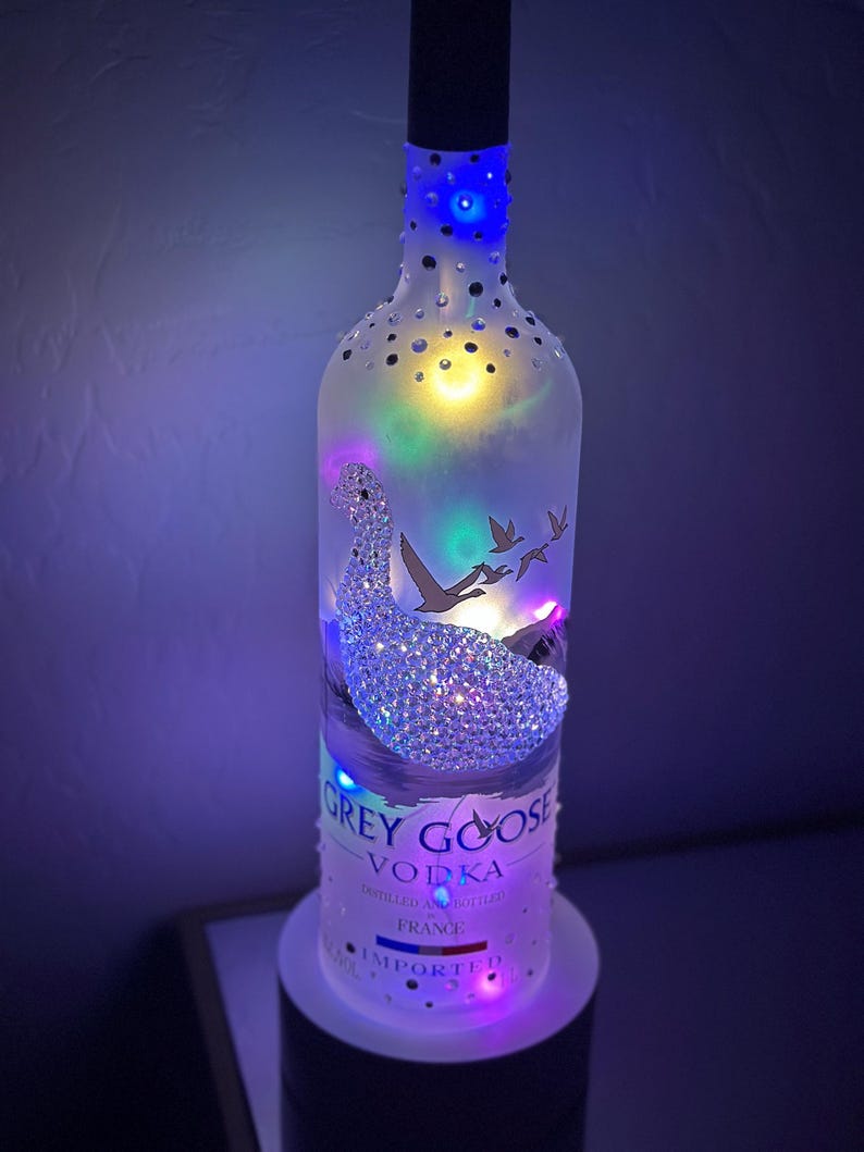 Grey Goode Vodka Bottle Lamp – 1L With Multicolor LED Lights, Battery ...