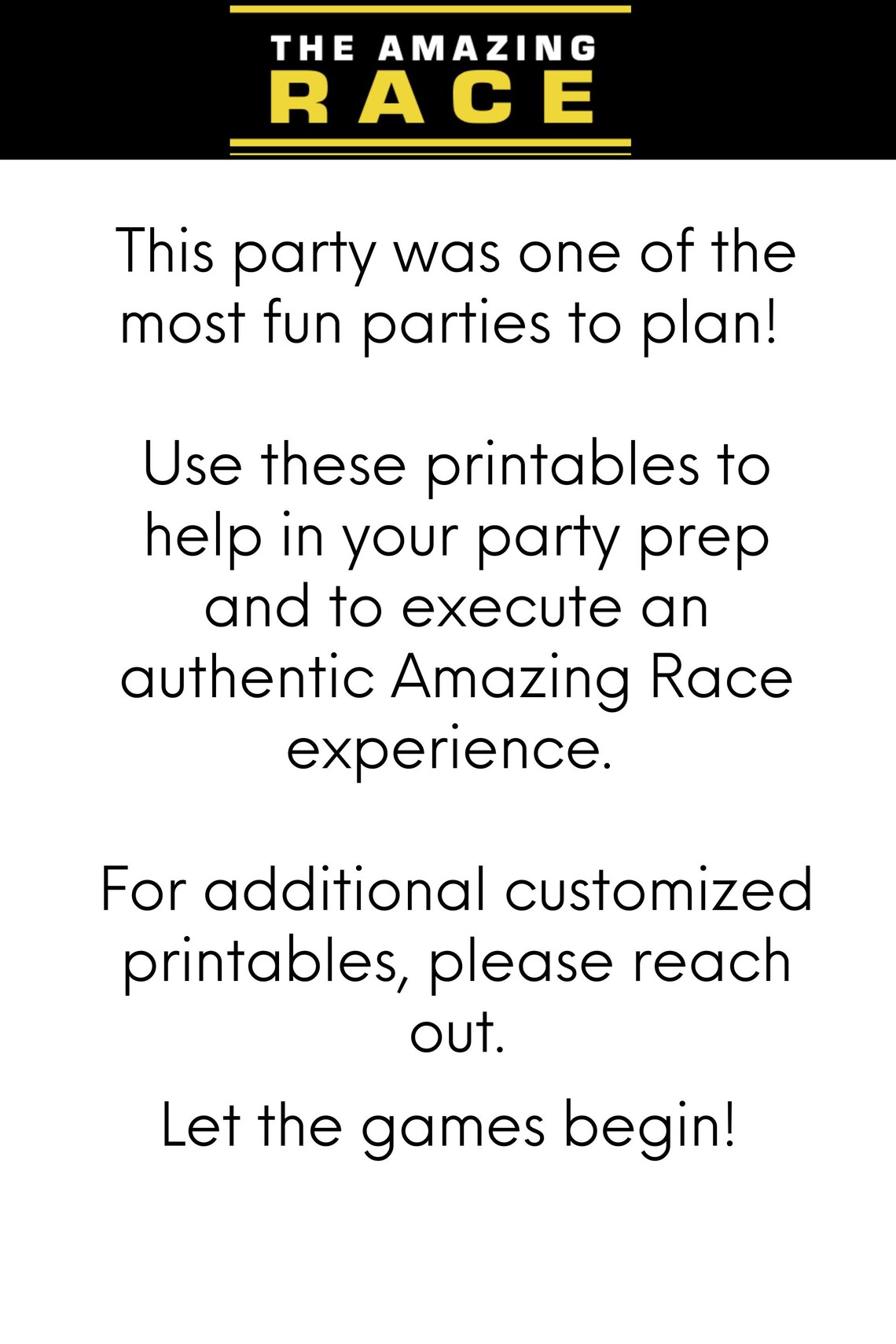 Amazing Race Party Pack | Editable Clue Cards, Route Markers (instant ...