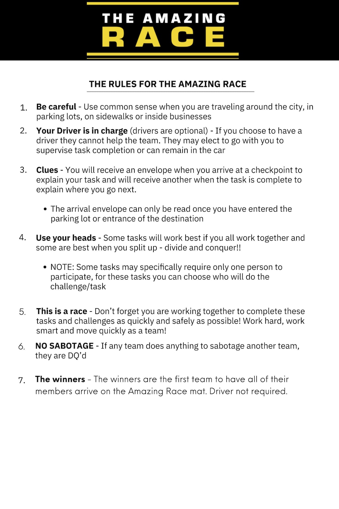 Amazing Race Printable Party Pack - Etsy