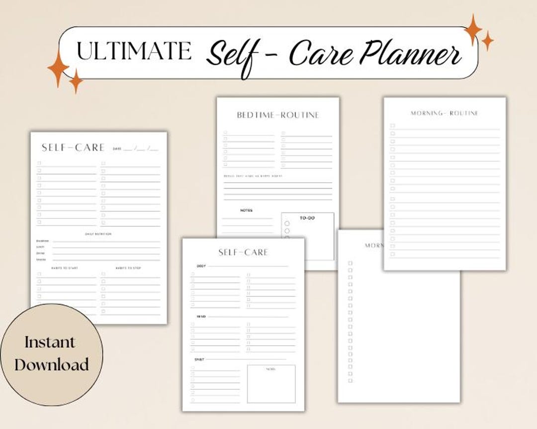 Pack of 5 Self-care Templates | Wellness, Routine, Habits, Self-care ...