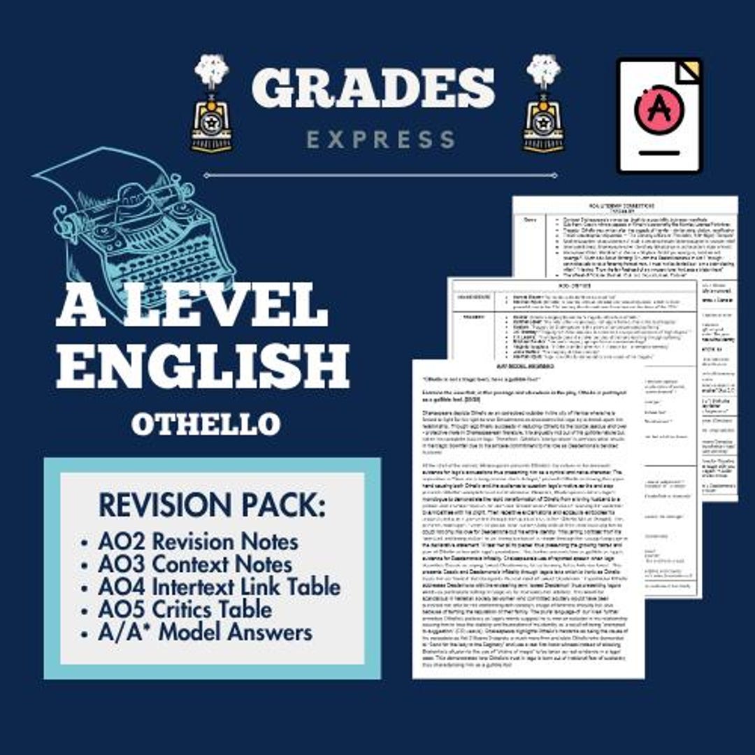 AQA A LEVEL English Literature A: Othello Complete Notes - Etsy
