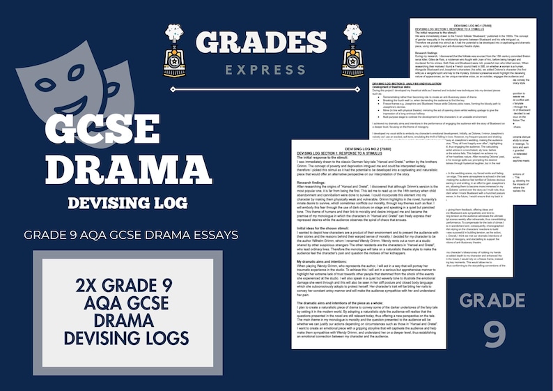AQA GCSE Drama: GRADE 9 Model Devising Logs - Etsy