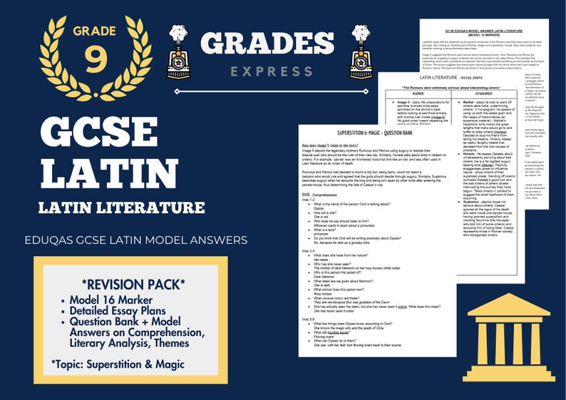GCSE EDUQAS Latin: GRADE 9 Latin Literature Revision Pack - Etsy