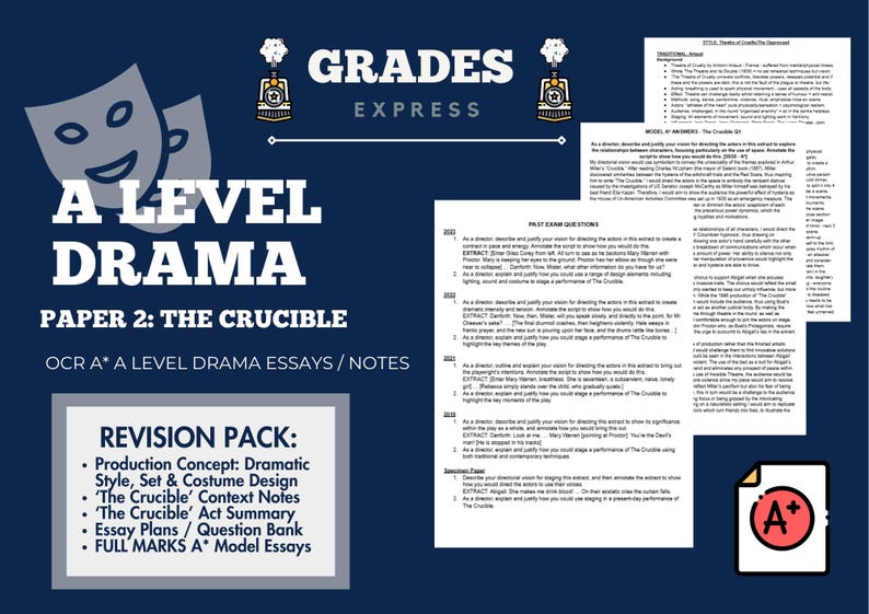 OCR A LEVEL DRAMA: Paper 2 the Crucible A/A* Model Essays & Notes - Etsy