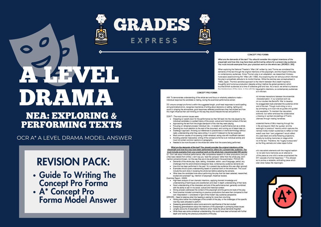 OCR A LEVEL DRAMA: A Model Concept Pro Forma - Etsy