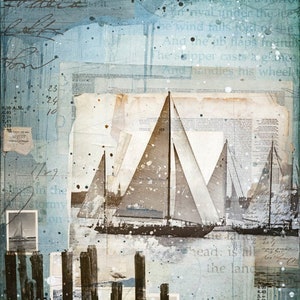 Fair Winds No. 2 | Sailing Art Print | Mixed Media Poster | New England ...