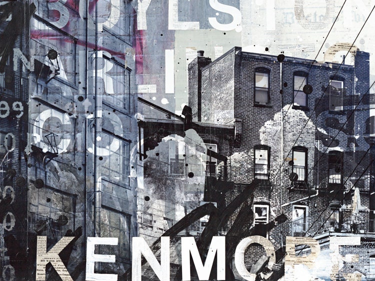 Inbound | Boston Art Print | Abstract Boston Skyline | Mixed Media ...