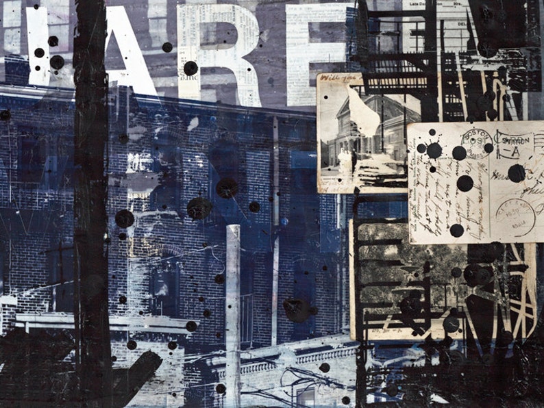 Inbound | Boston Art Print | Abstract Boston Skyline | Mixed Media ...