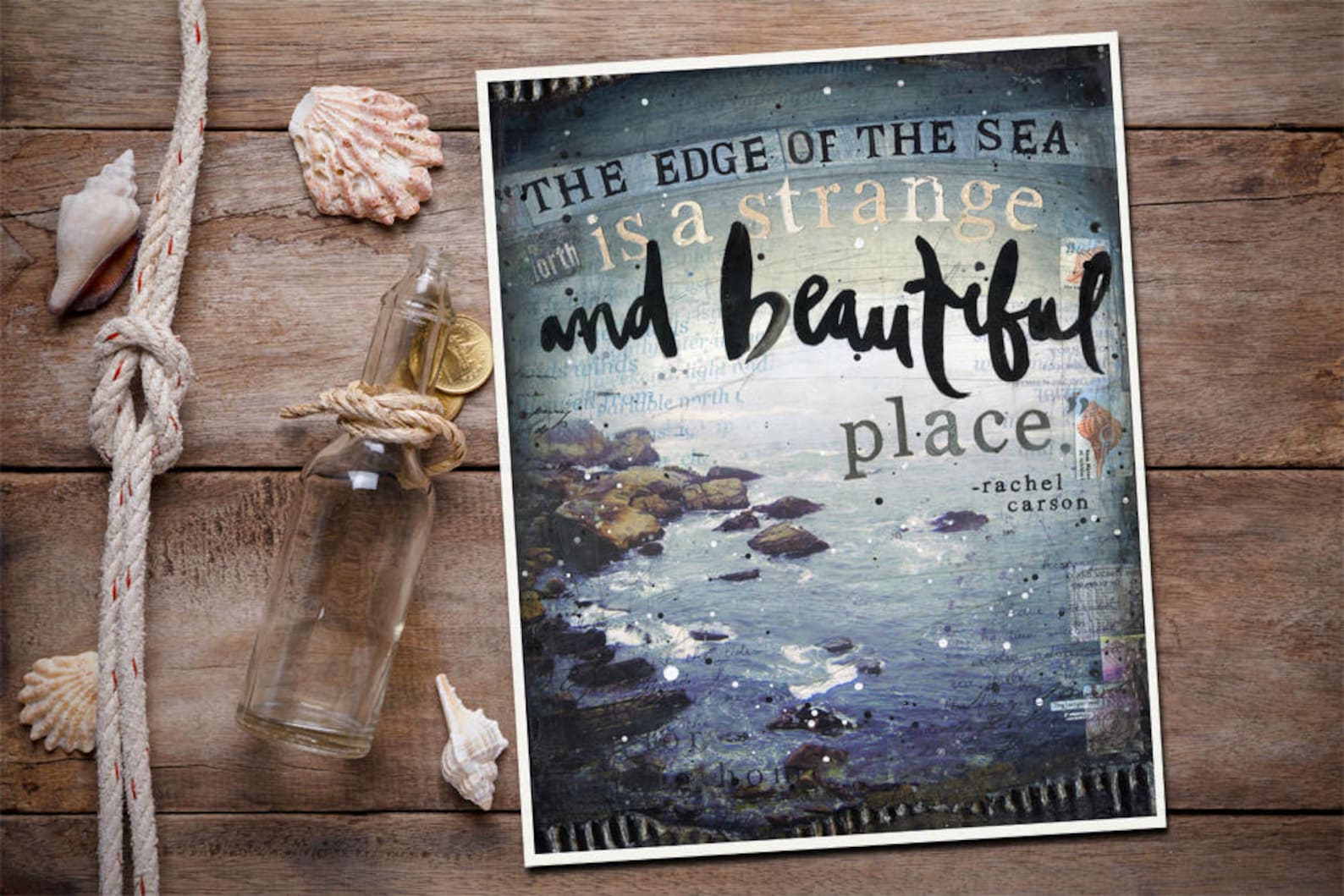 Strange and Beautiful - Paper Print - Inspirational Ocean Word Art - Etsy