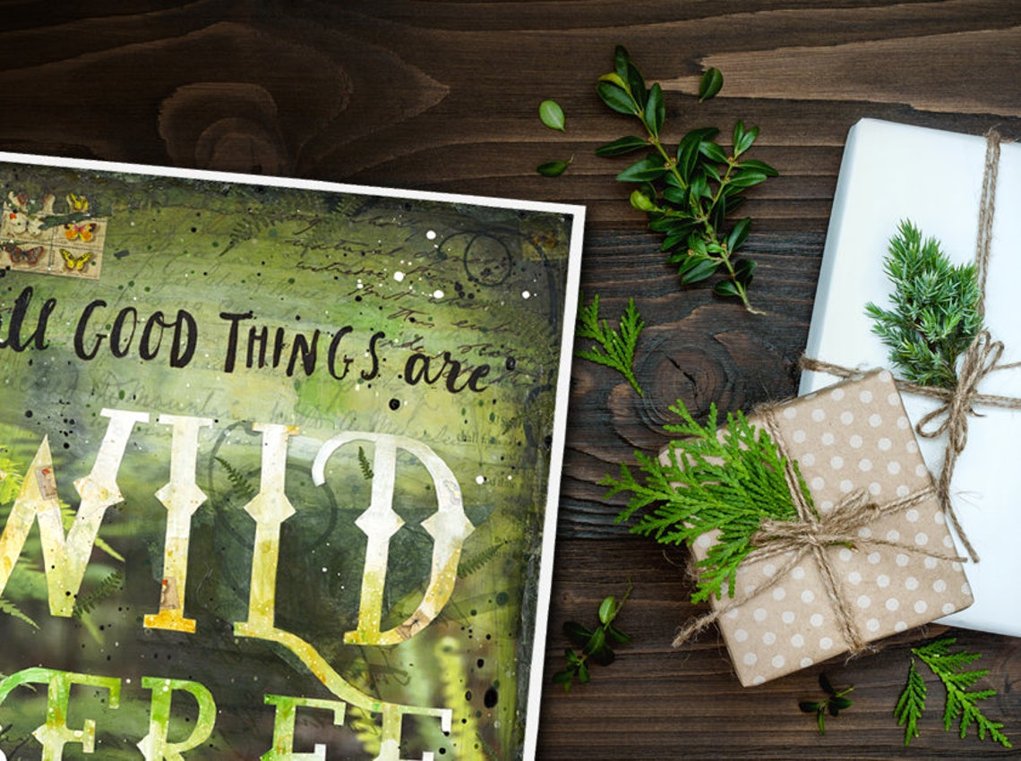 Wild & Free Paper Print Nature Word Art - Etsy Canada