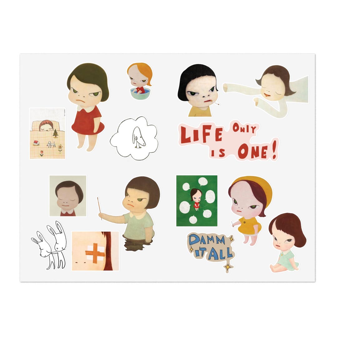 Yoshitomo Nara Sticker Set Whimsical Sticker Sheets, Cute Character Art ...